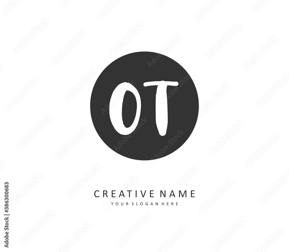 O T OT Initial letter handwriting and signature logo. A concept ...