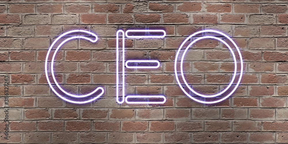 Ceo - fluorescent Neon tube Sign on brickwork - Front view. Can be used ...