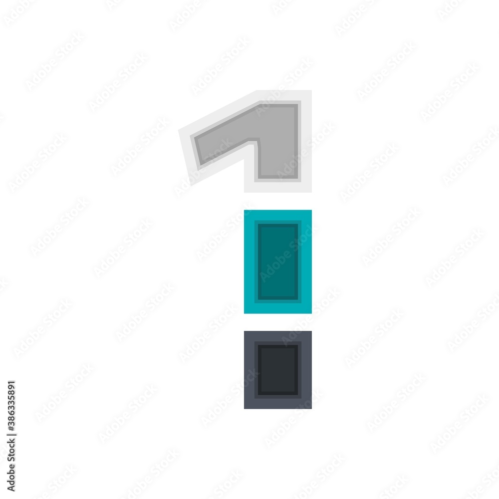 Number 1 vector font alphabet, modern dynamic design. Black, irish blue ...