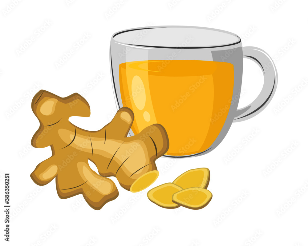 ginger tea. Vector illustration Stock Vector | Adobe Stock