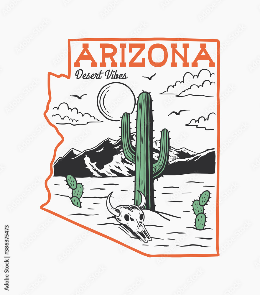 Desert theme vector artwork for t-shirts prints, posters, and other ...