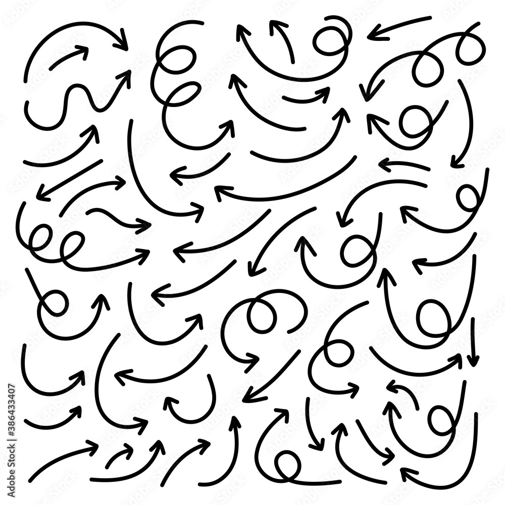 Arrows hand drawn vector set. Sketch arrow design for application ...