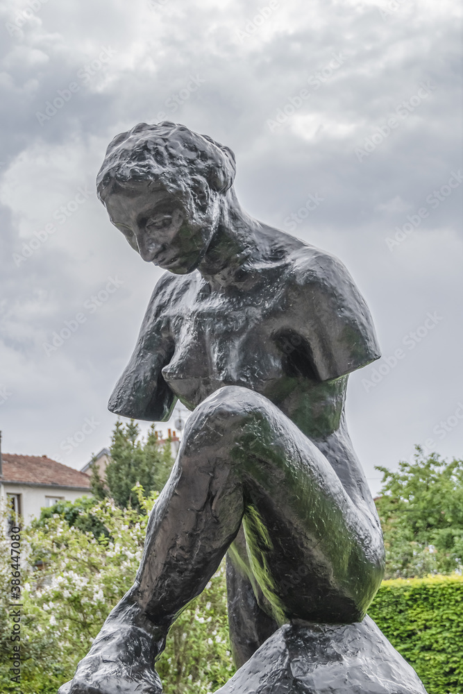 Park in Rodin museum in Meudon. Park decorated with original monumental ...