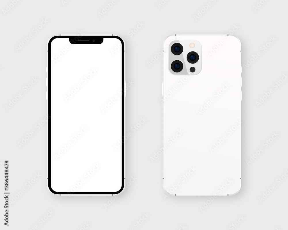 Vector de Stock Apple iPhone in front and back. Realistic blank ...