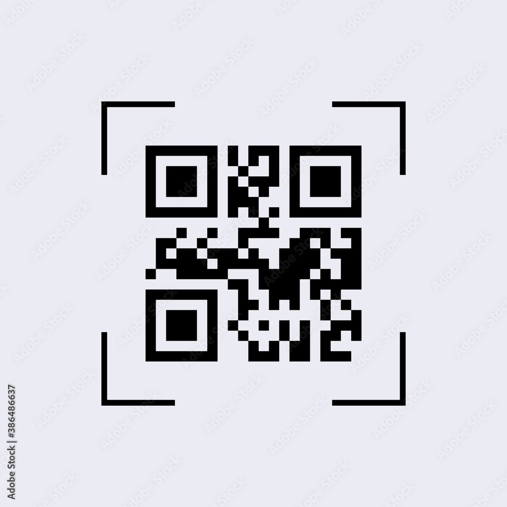 Scan qr code camera view. Capturing digital code with technology of ...