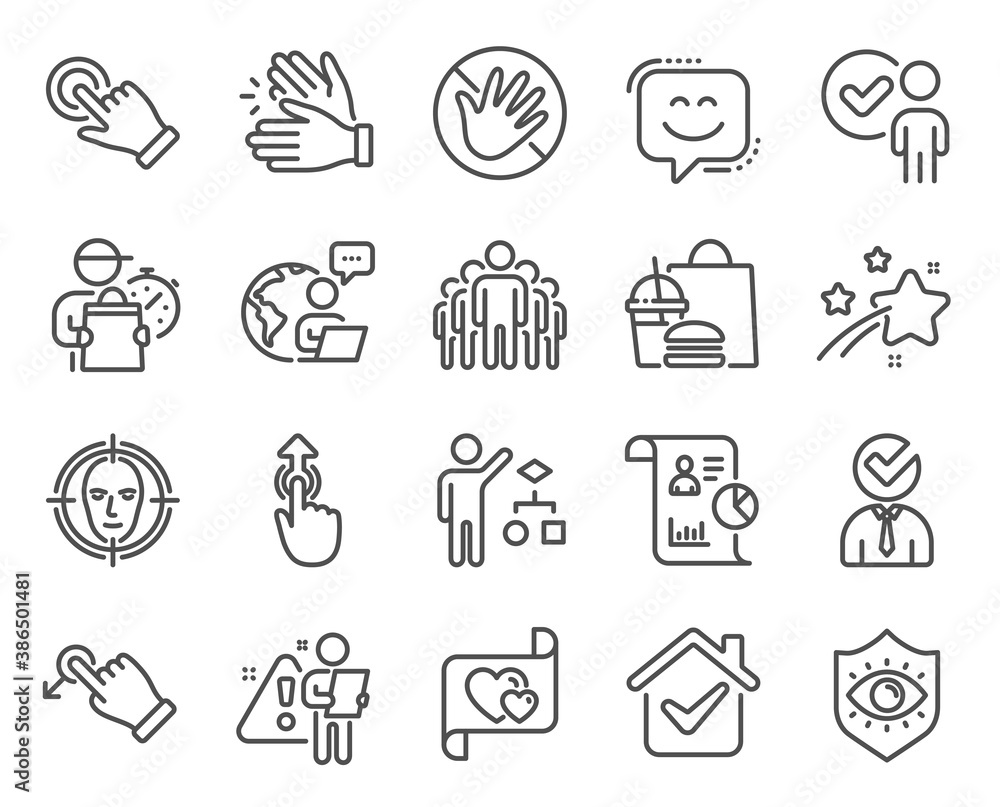 People icons set. Included icon as Smile face, Report, Algorithm signs. Love letter, Face detect ...