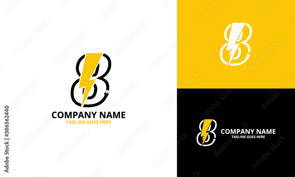 Flash initial number 8 Logo Icon Template. Illustration vector graphic ...