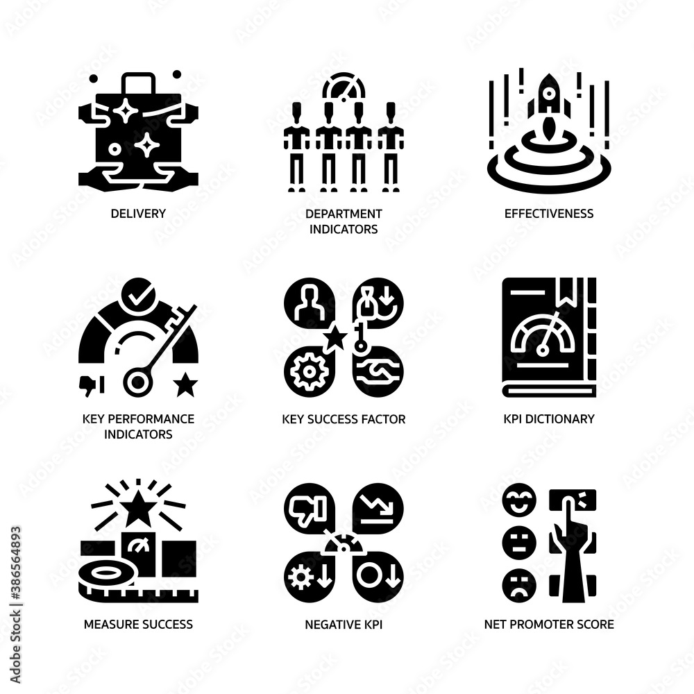 Key performance indicators icons set Stock Vector | Adobe Stock