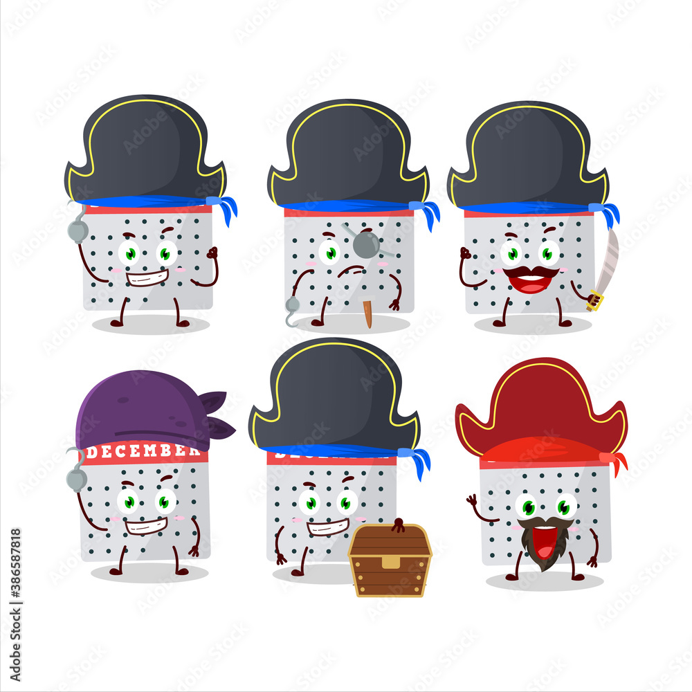 Cartoon character of december calendar with various pirates emoticons ...