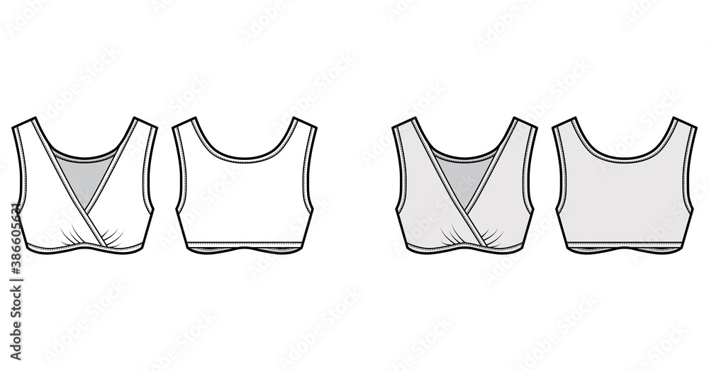 Sleep Bra lingerie technical fashion illustration with gathered ...