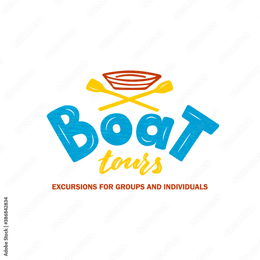 Vector illustration of boat tours brush lettering for banner, leaflet ...