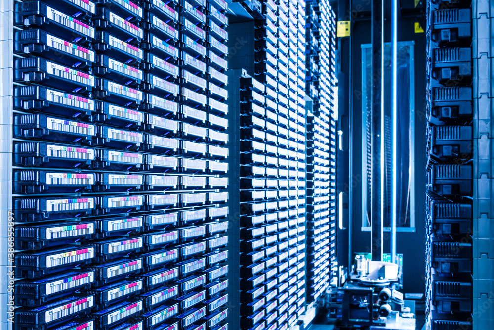 stacks of magnetic tapes used for data storage Stock Photo | Adobe Stock