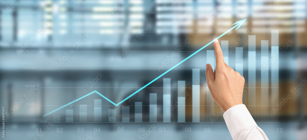 Businessplan graph growth and increase of chart positive indicators in ...