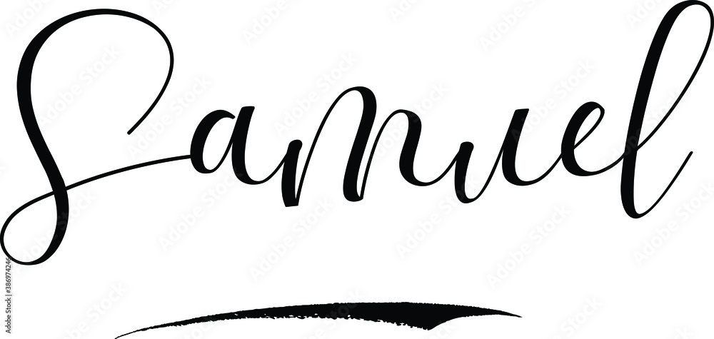 Samuel -Male Name Cursive Calligraphy on White Background Stock Vector ...