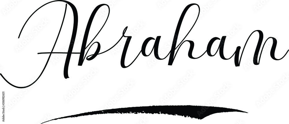 Abraham -Male Name Cursive Calligraphy on White Background Stock Vector ...