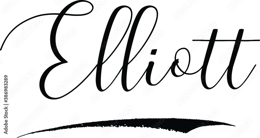Elliott -Male Name Cursive Calligraphy on White Background Stock Vector ...