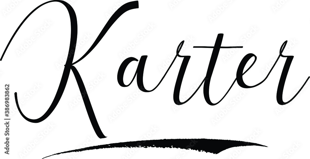 Karter -Male Name Cursive Calligraphy on White Background Stock Vector ...