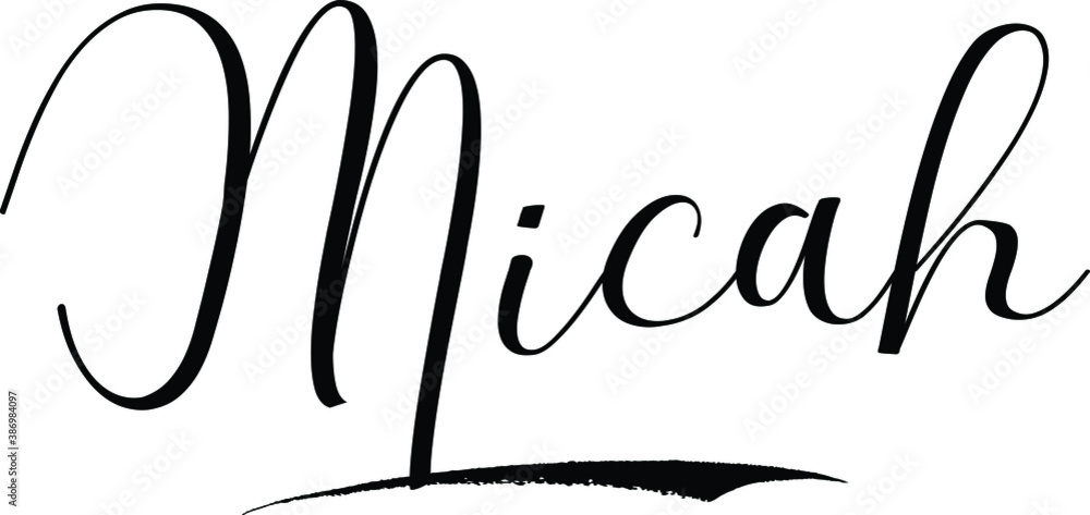 Micah -Male Name Cursive Calligraphy on White Background Stock Vector ...