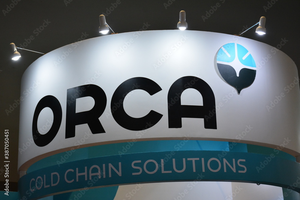 Orca cold chain solutions sign at Philauto show in Pasay, Philippines Stock Photo | Adobe Stock