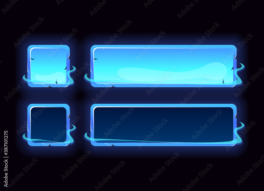 Set of fantasy gui button for game ui asset elements. Vector ...