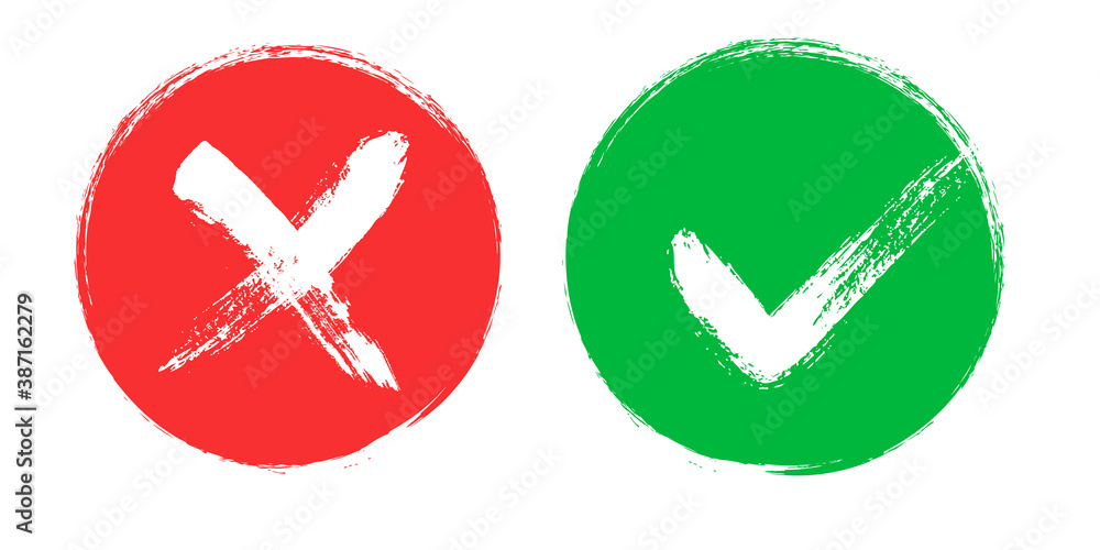 Tick and Cross sign elements. vector buttons for vote, election choice ...