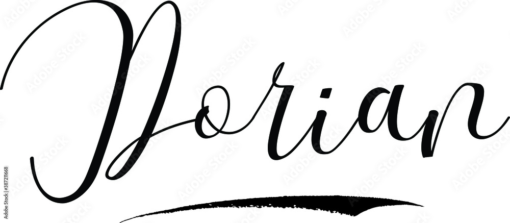 Dorian -Male Name Cursive Calligraphy on White Background Stock Vector ...