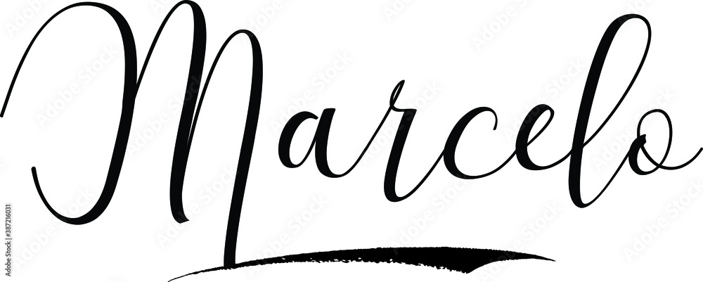 Marcelo -Male Name Cursive Calligraphy on White Background Stock Vector ...