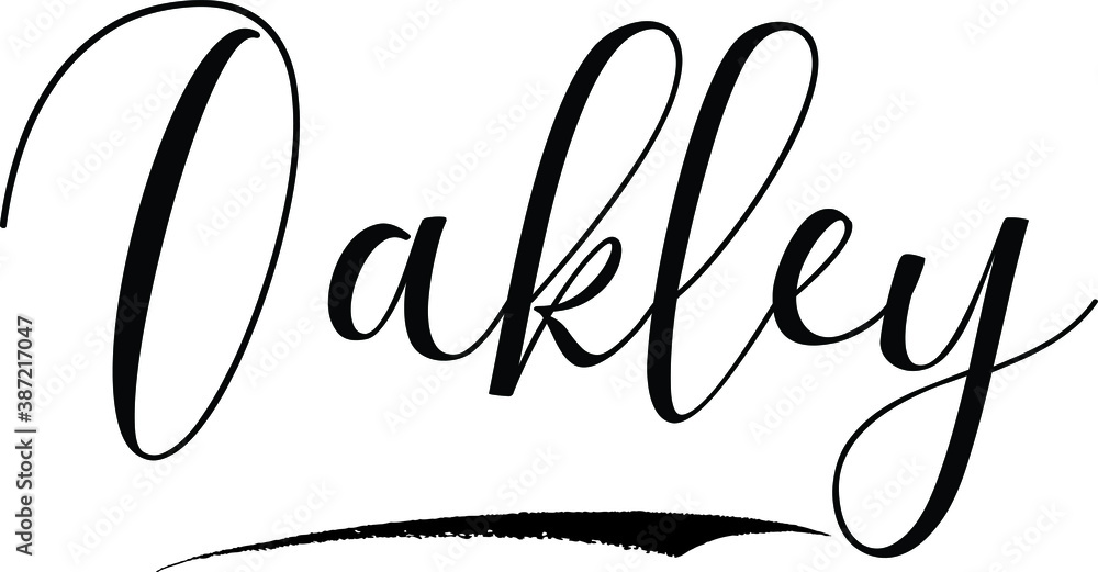 Oakley -Male Name Cursive Calligraphy on White Background Stock Vector ...