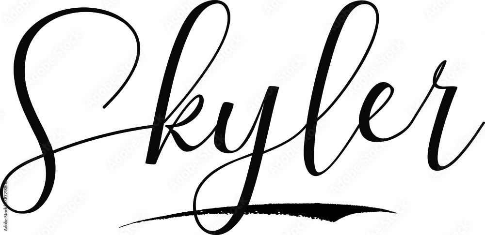 Skyler -Male Name Cursive Calligraphy on White Background Stock Vector | Adobe Stock