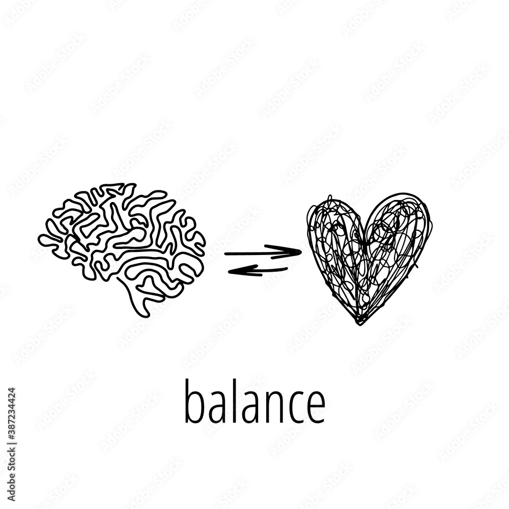 balance between emotions and rational thinking. Vector illustration and ...