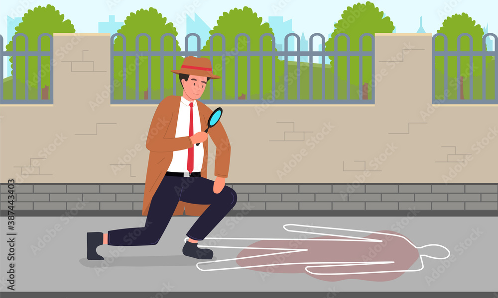 Private detective and investigation concept. The detective examining ...