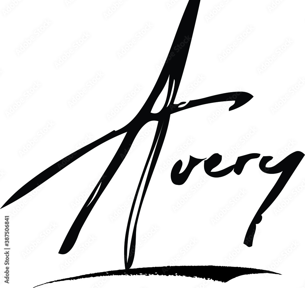 Avery -Female Name Modern Brush Calligraphy Cursive Text on White ...
