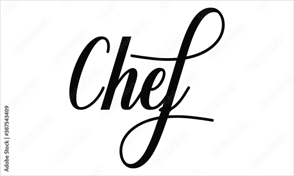 Chef Script Typography Cursive Calligraphy Black text lettering Cursive ...