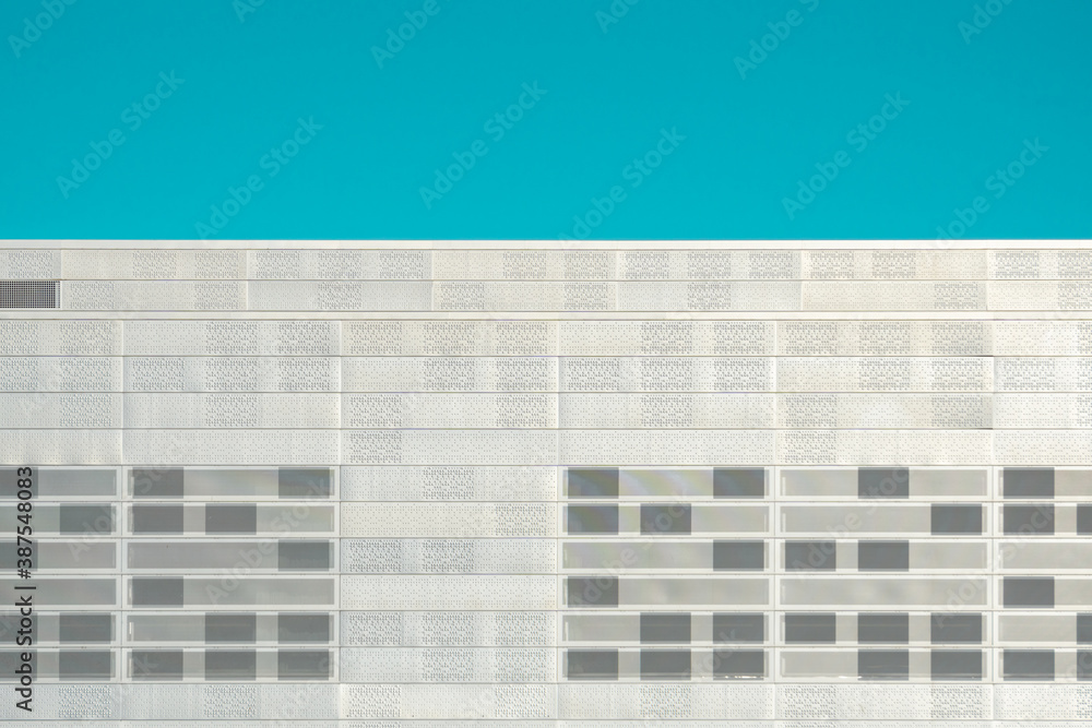 Facade Cladding Panels in Aluminium under Flat Blue Sky. Abstract ...