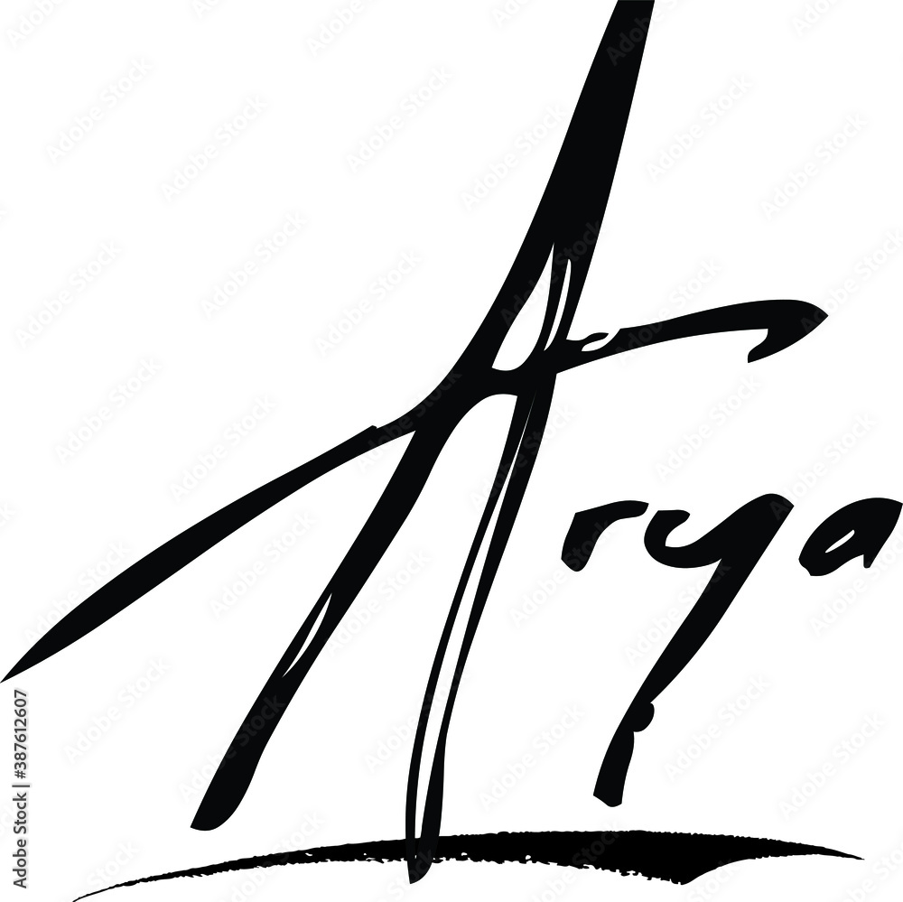 Arya-Female/Girl Name Modern Brush Calligraphy Cursive Text on White ...
