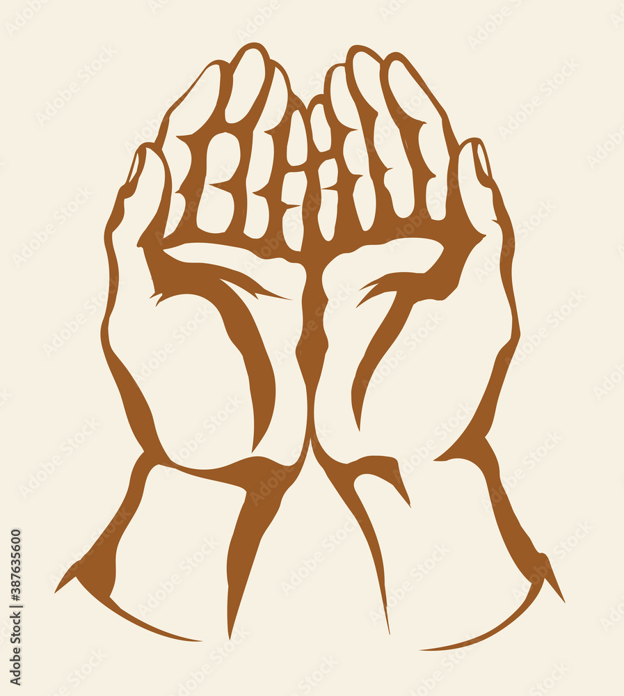 Praying hands. Vector drawing icon Stock Vector | Adobe Stock