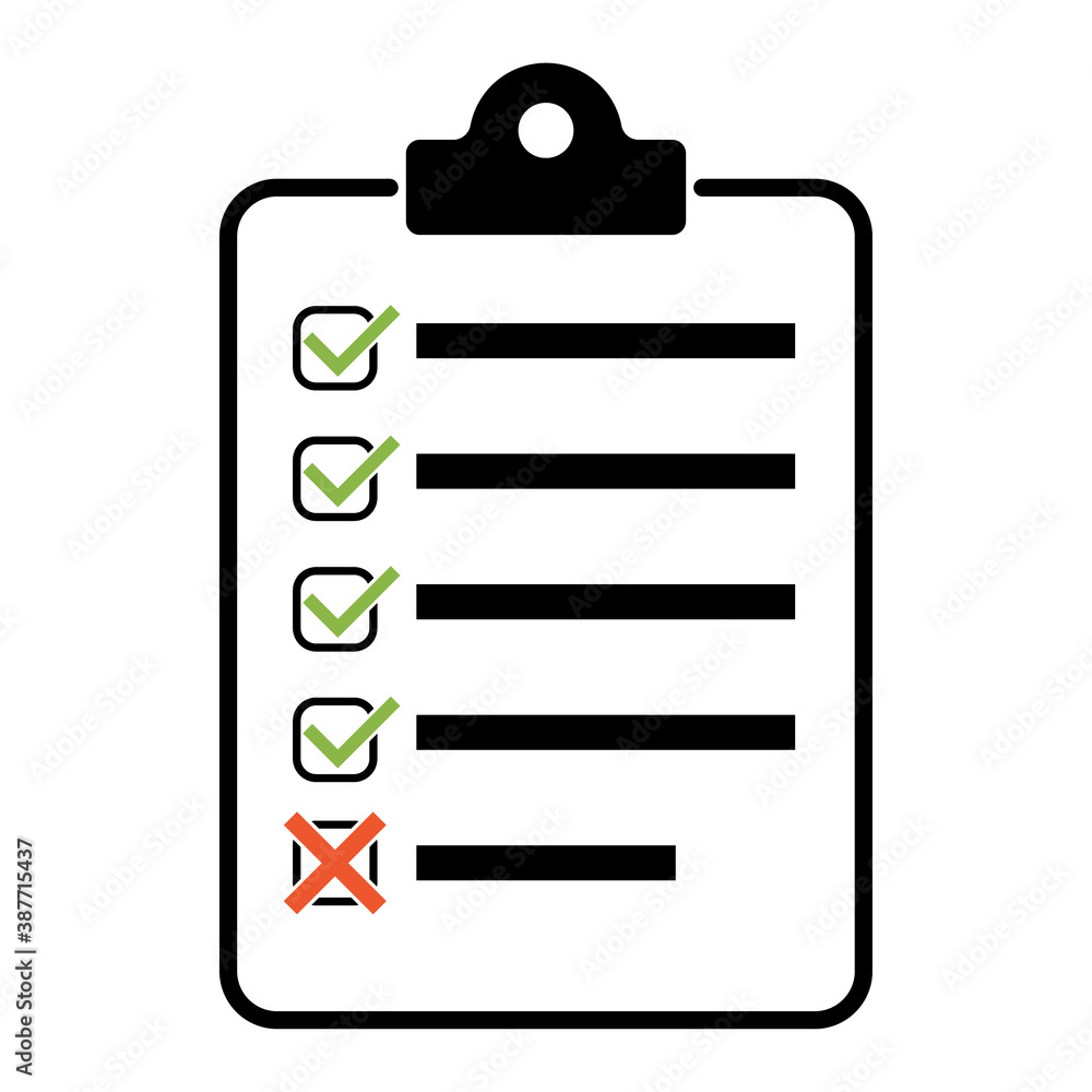 Check list , checklist flat web icon isolated on white background. Mark ...