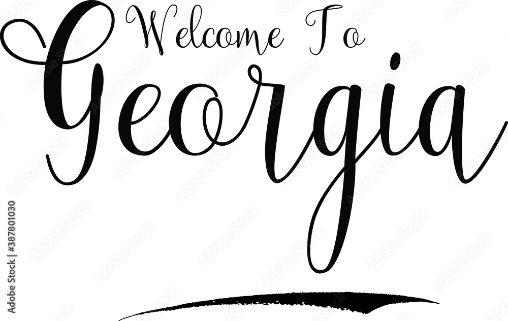 Welcome To Georgia Country Name Handwritten Cursive Calligraphy Black ...