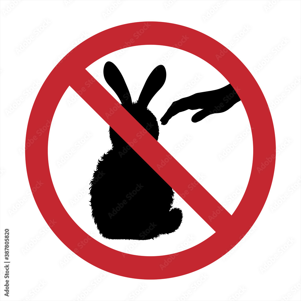 Vector silhouette of do not touch rabbit mark on white background ...