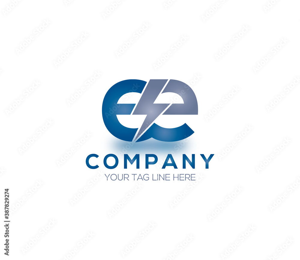 EE Alphabet Electric Logo Design Concept Stock Vector | Adobe Stock