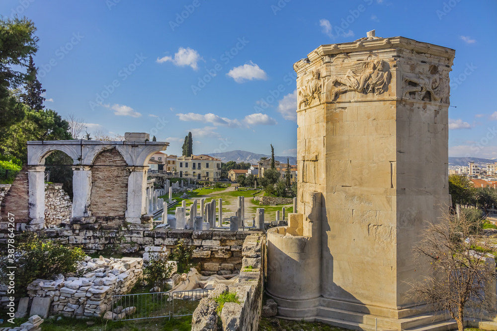 Stock-Foto „Tower of the Winds (2nd century BC) - octagonal Pentelic ...