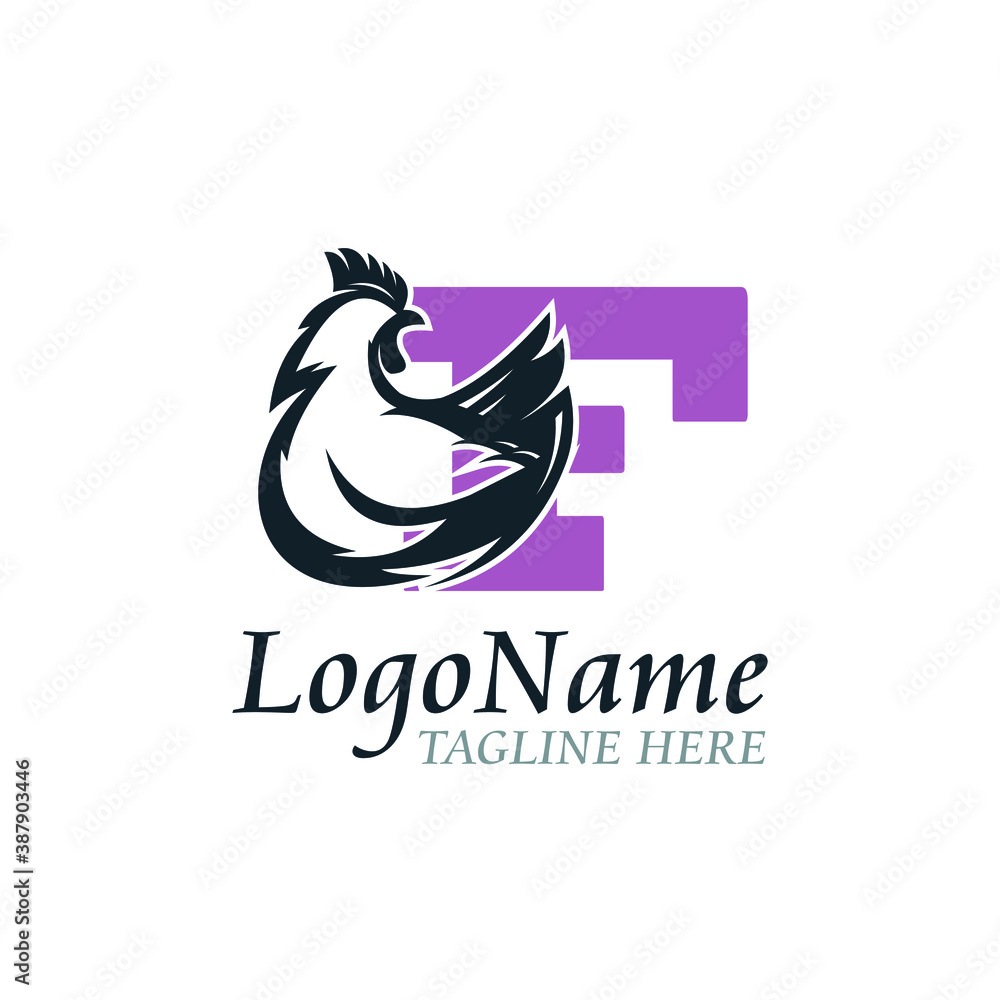 letter f chicken logo, vector illustrations Stock Vector | Adobe Stock