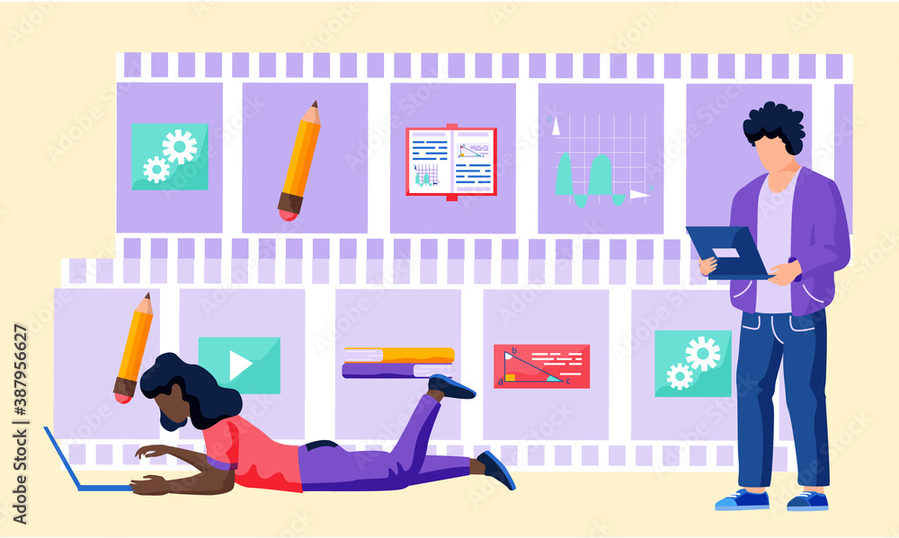 Online math course. Learning mathematics in internet, idea of distance ...