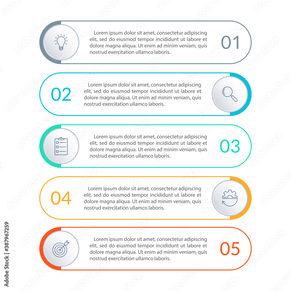 5 steps, option or levels infographic design with business icons ...