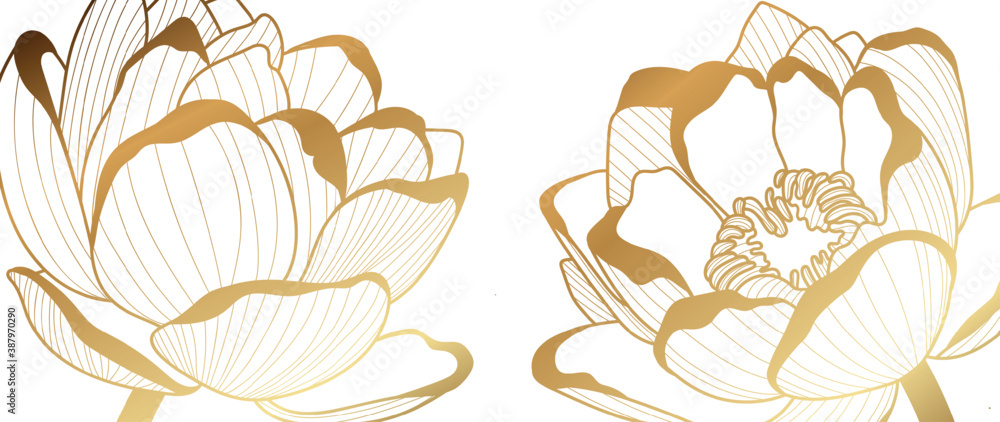 Luxury wallpaper design with Golden lotus and natural background. Lotus ...