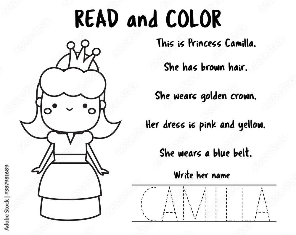 Read and color page for kids. Educational game for children. Reading ...