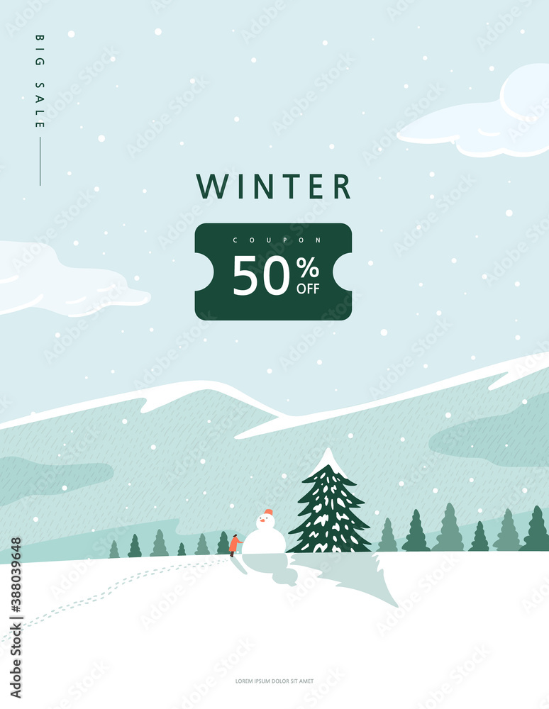 Winter shopping event illustration. Banner. Pop-up Stock Vector | Adobe ...