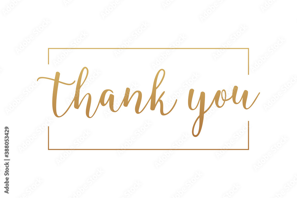 Thank You Card. Gold Text Handwritten Calligraphy Lettering with Square ...
