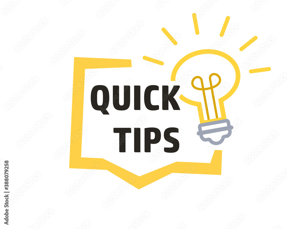 Quick Tips sign. Clipart image. icon. Clipart image isolated on white ...