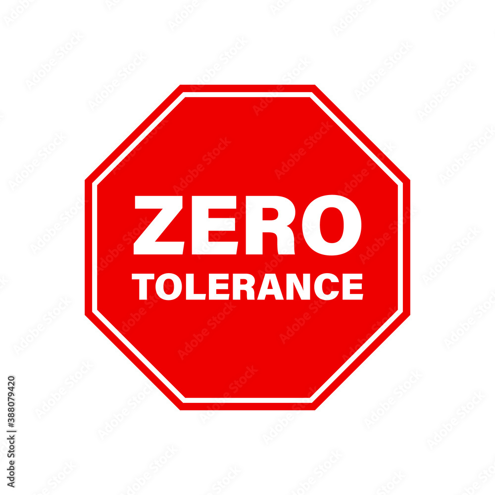 Zero tolerance road stop sign icon. Clipart image isolated on white ...